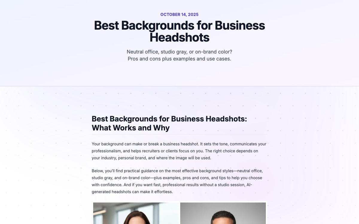 Best Backgrounds for Business Headshots | AI Business Headshots